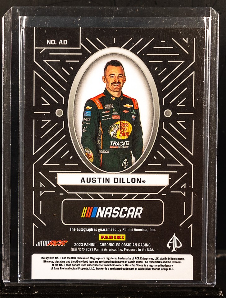 Austin Dillon 2023 Panini Chronicles Obsidian Racing Autograph Auto #AD ...