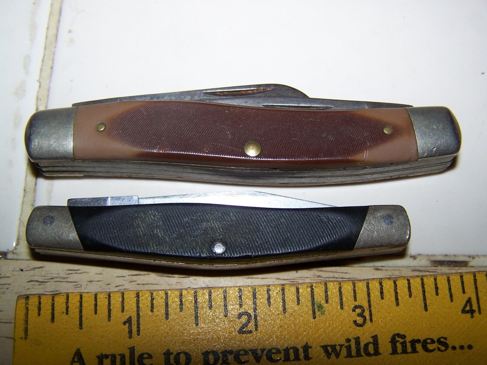 Vintage lot Schrade Old Timer 80T Stockman/Buck 303 NFR Folding Pocket ...