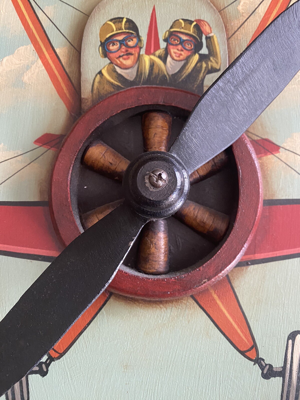 Large Wooden Ad Sign Flying Services "Koloskis Fantastic" Spinning Prop ...