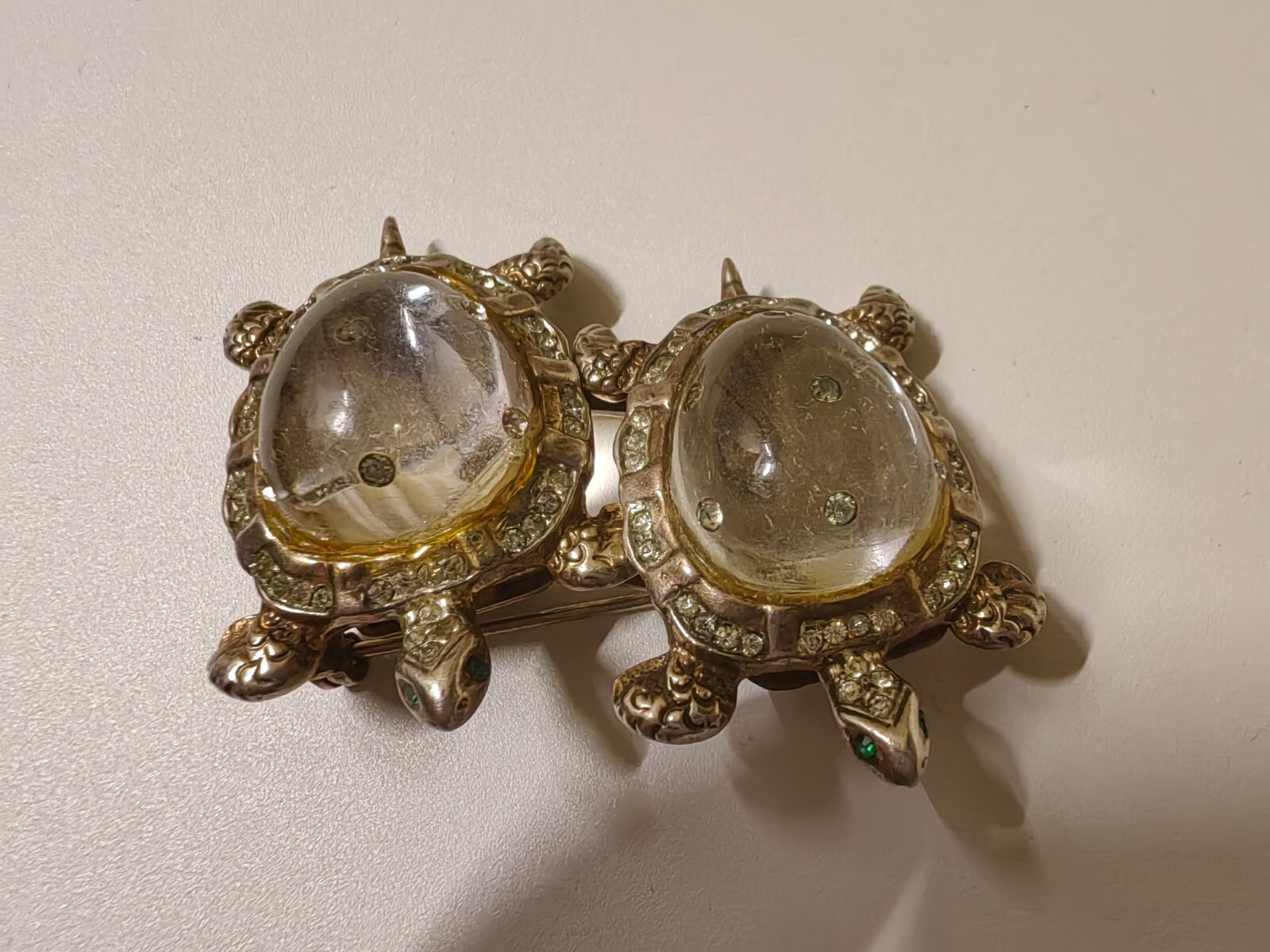 coro jelly belly sterling turtle duette brooch - Gem