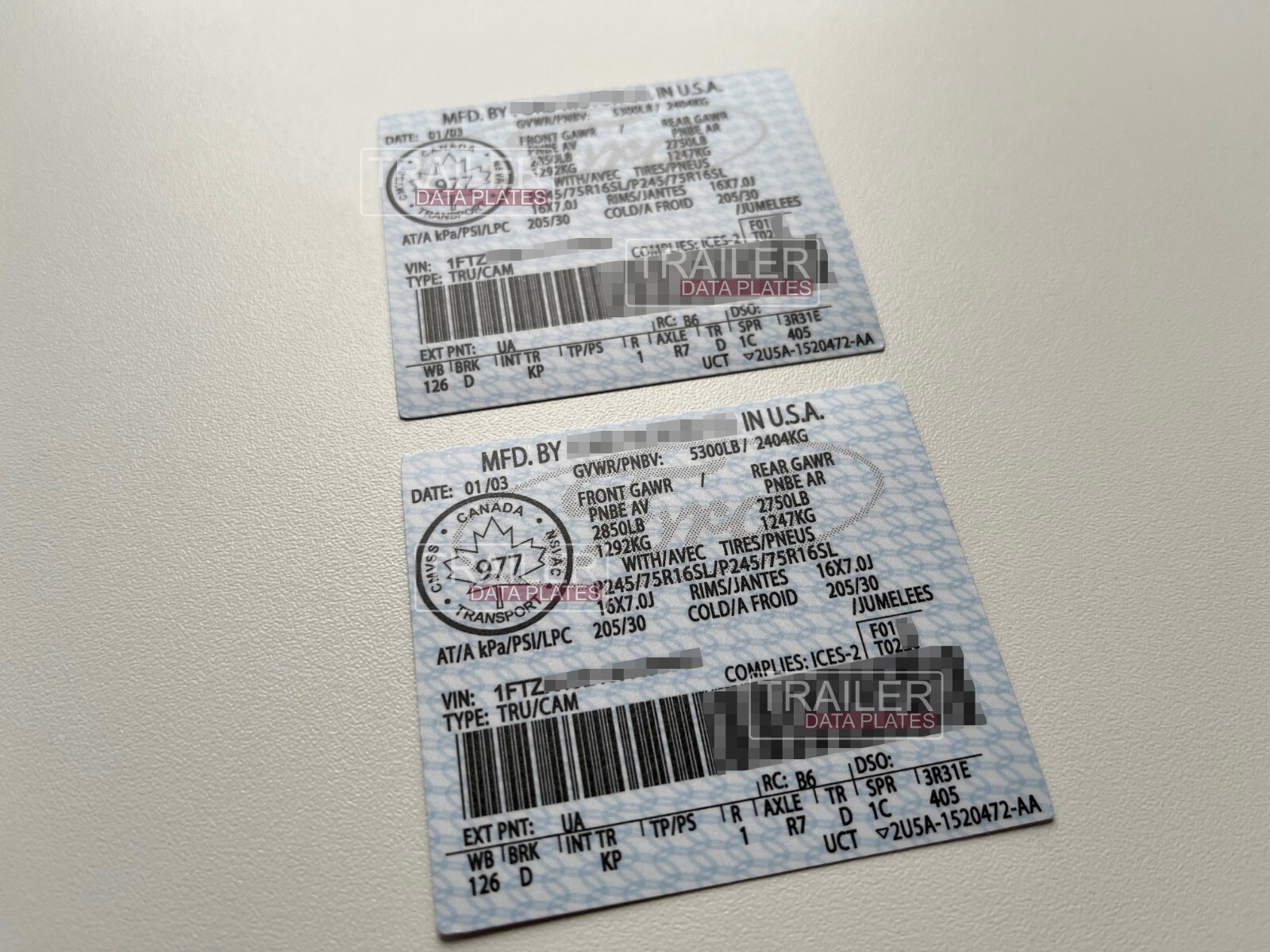 Ford Door Jamb Data Decal Permanent Sticker ID Tag Derated Custom ...