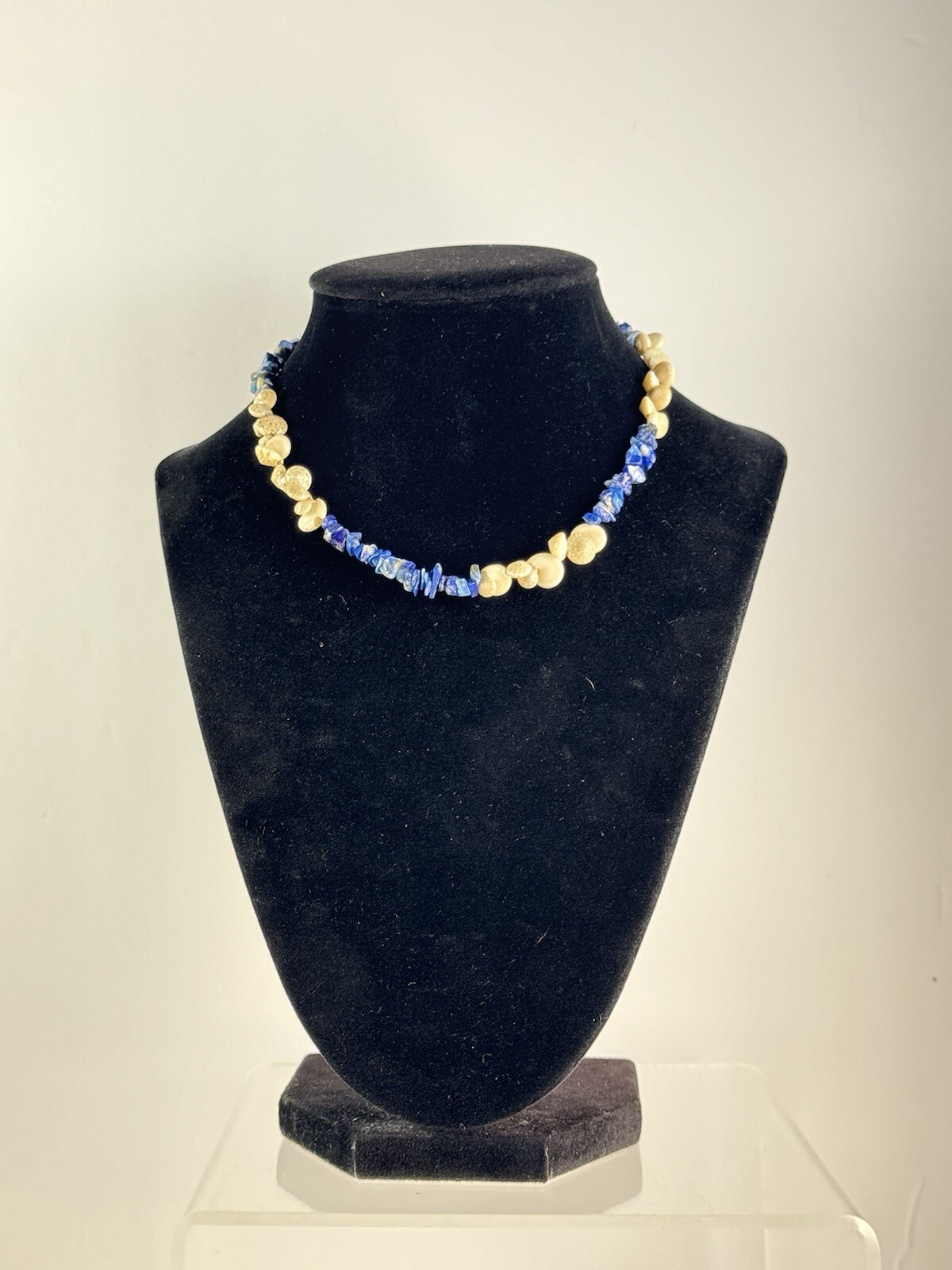 Vintage Native Heishi Lapis Shell Chocker Necklace Ha… - Gem