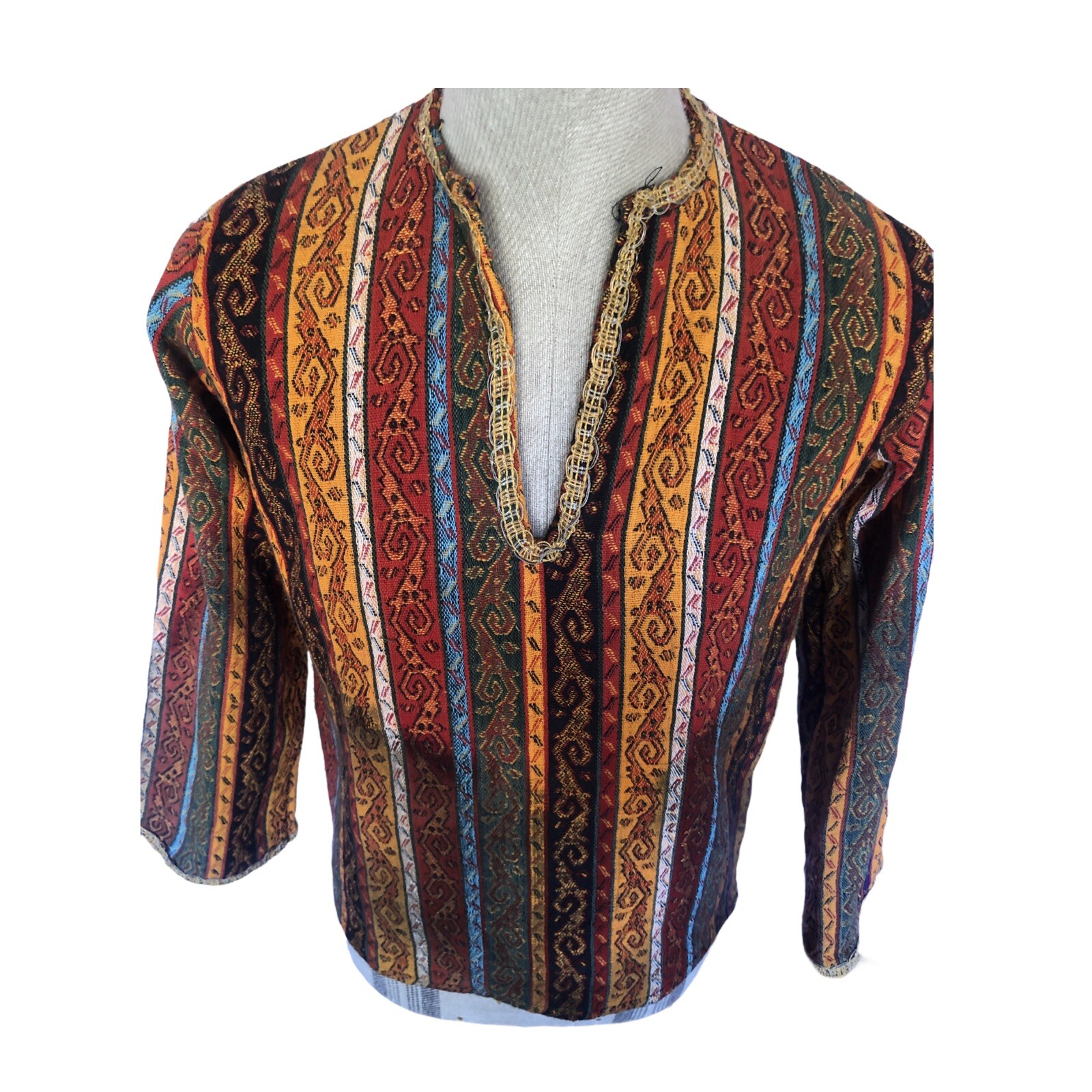 Vintage sweater Turkish Hand Knit Mercerized COTTON Multi Color Tunic ...