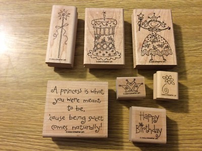 Stampin' Up! Set of 7 Wooden Mounted Rubber Stamps "Pretty Princess ...