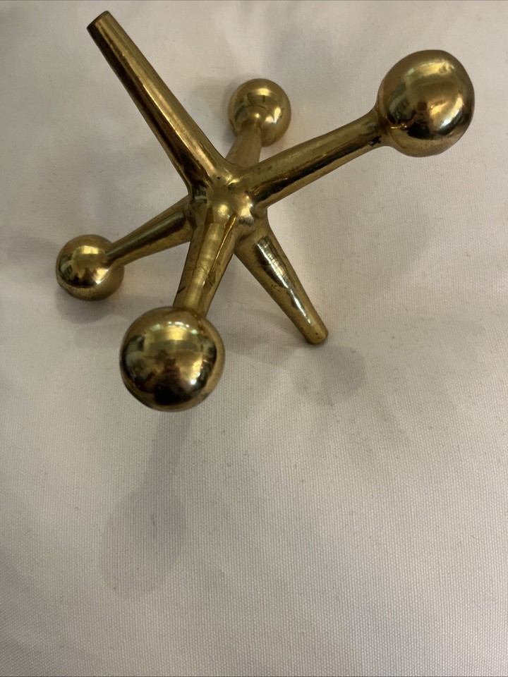 Vintage Large Solid Brass Jacks/ Jax /Bookends/ Paperweight Bill Curry ...
