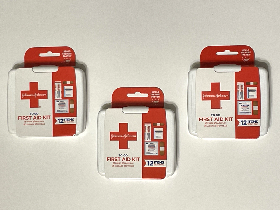 First Aid Kits 3 Pack Bandages Travel Size 12 Pc to Go Emergency Band ...