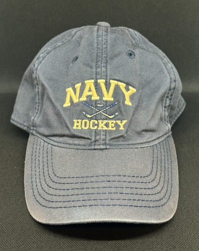 Navy Hockey Hat Cap Logo Adjustable Clasp Distressed Legacy Brand READ ...