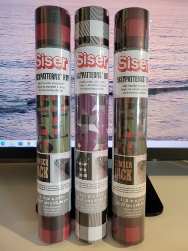 Lot of 3 rolls Siser Easypatterns Heat Transfer Vinyl Lumberjack Plaid ...