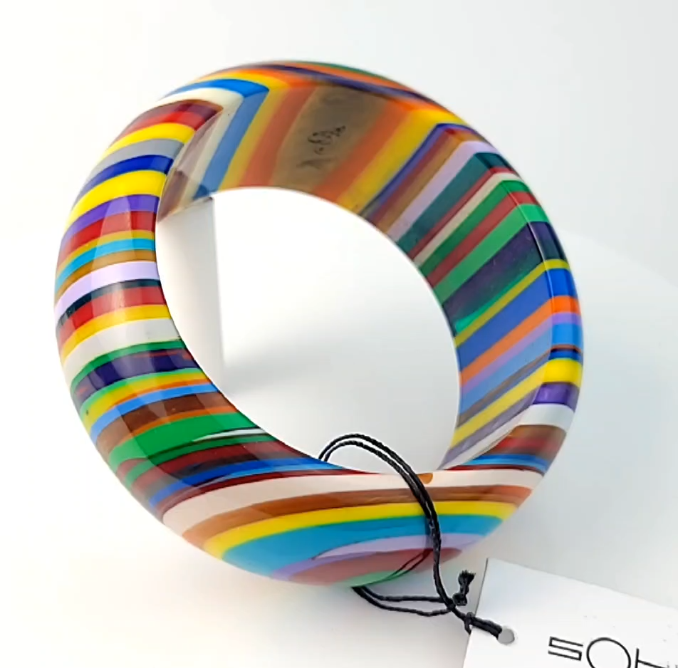 Sobral Pop Art Day PB34 Multicolor Stripes & Eye Artist Made Bangle ...