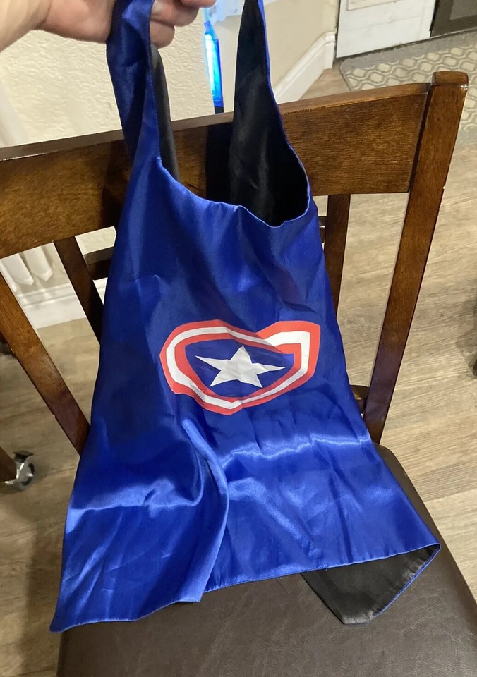 CAPTAIN AMERICA & BLACK PANTHER Child's Blue Cape Play Halloween 2 In 1 ...