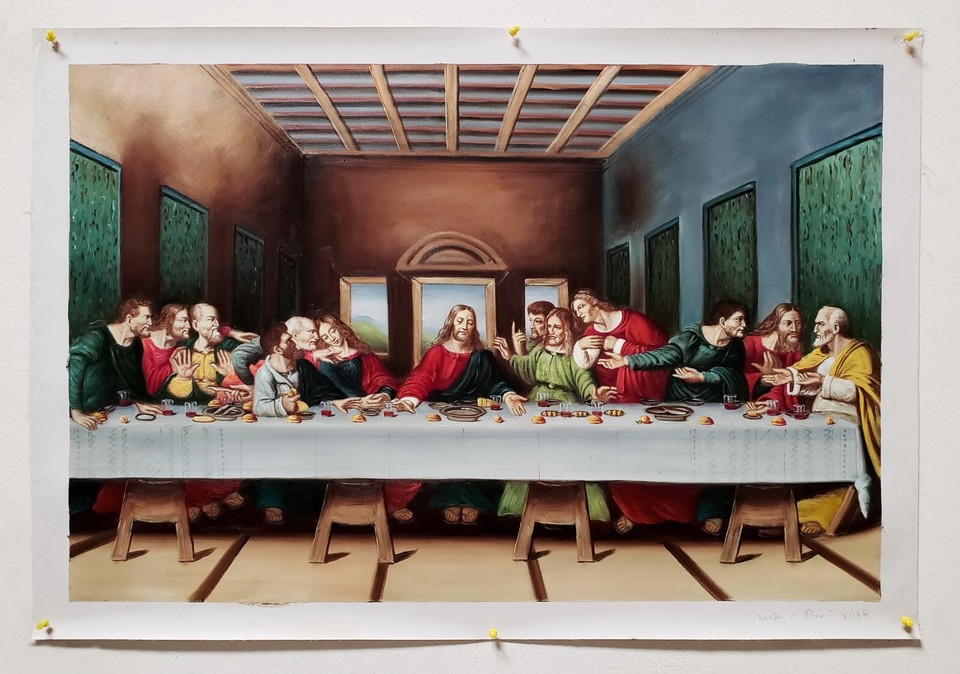 Last supper, Michelangelo, 24x36, Oil Painting Reproduction on Giclee ...