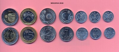 Moldova 2018, 2020, 2023 coins set (7 coins) 5-10-25 bani 1-2-5-10 lei ...