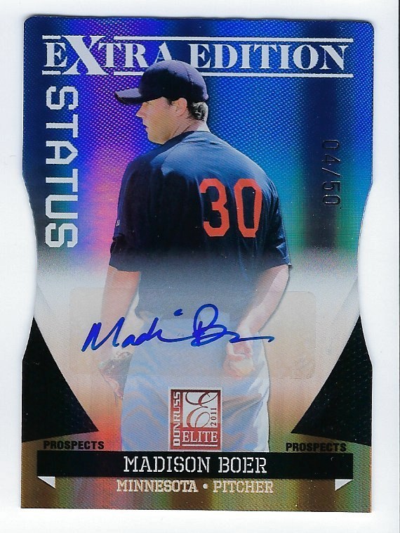 2011 Panini Elite Extra Edition Status Blue Autograph Madison Boer 04/ ...