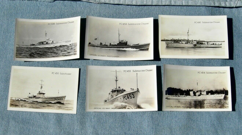 WW2 SET of 6 RPPC OFFICIAL US NAVY "SUBMARINE CHASER" SHIP REAL PHOTO ...