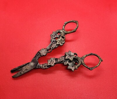Antique Ornate Plated Silver Grape Scissors Vintage HH Dutch Marking | eBay