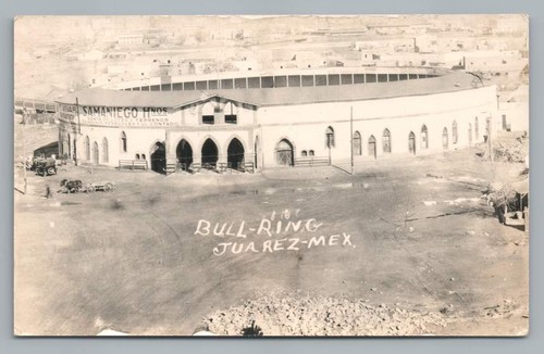 Bull Fighting Ring JUAREZ Mexico Early Antique Photo RPPC Stadium ...