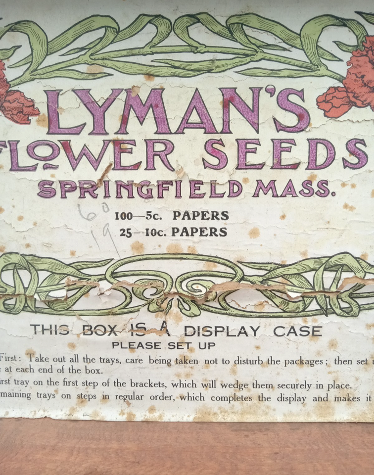 VTG Lyman's Flower Seeds Display Box, Springfield Mass. PLEASE READ ...