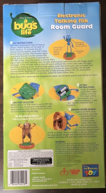 a Bugs Life Flik Electronic Talking Room Guard 1998 Disney Pixar ...