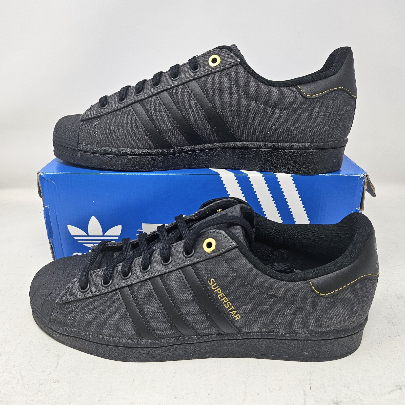 Mens Adidas Superstar Classic Shell Toe / Carbon Black Gold / ID1718 ...