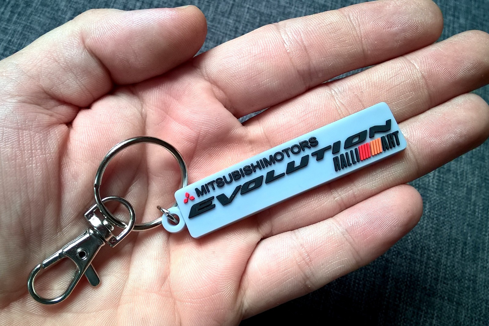 Rare Mitsubishi keychain Ralliart rubber key holder Lancer Evo scratch ...