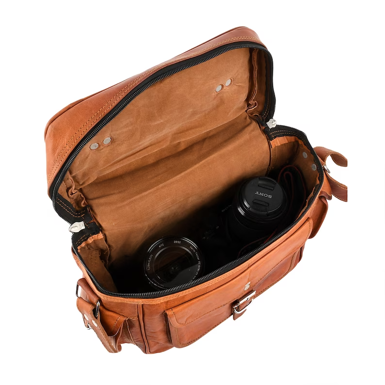 Brown Leather camera bag Handmade Professional Bag For Drone & DSLR ...