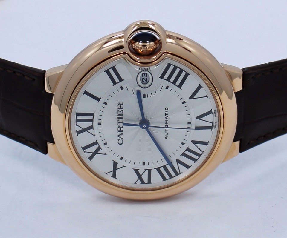 Cartier Ballon Bleu Jumbo 42mm W6900651 18K Rose Gold Leather Watch ...