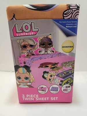 LOL Surprise 3 Pc Twin Sheet Set, 1 Fitted & flat Sheet, 1 Pillowcase ...