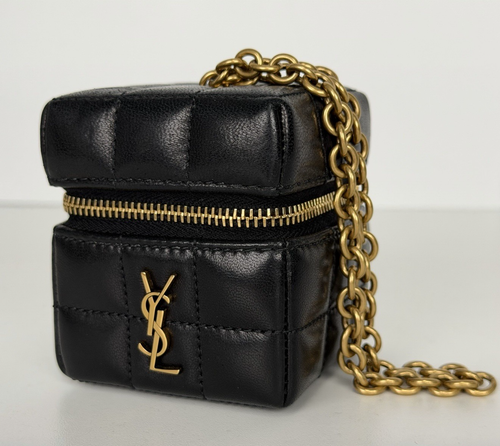 Saint Laurent Cassandre Matelasse Carre Mini Cube on Chain Black S08 | eBay