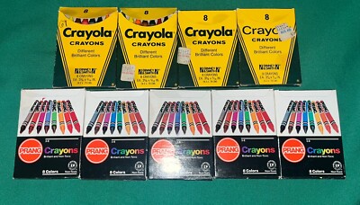 Vintage Crayola Eight Color Crayons Lot Of 4 and 5 PRANG Eight Color ...