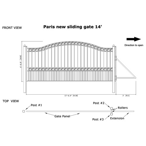ALEKO Garden Yard Steel Single Sliding 14 ft Gate Paris Style with Gate ...