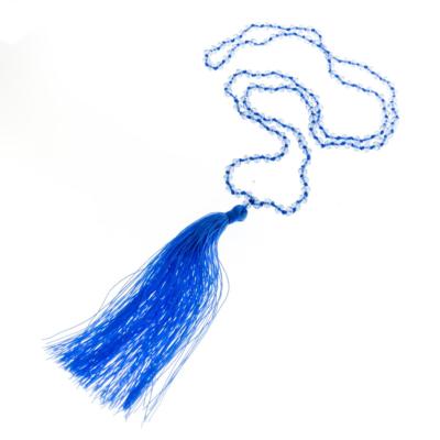 Long Beaded Deep Blue Beads With Tassel Pendant Necklace, 32" | eBay