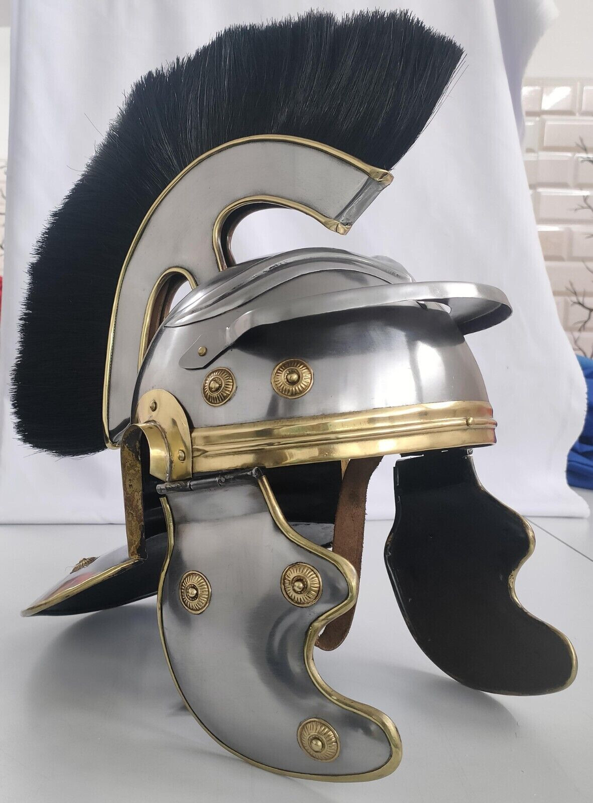 Medieval ROMAN Imperial Gallic CENTURION GLADIATOR Helmet Free Plume ...