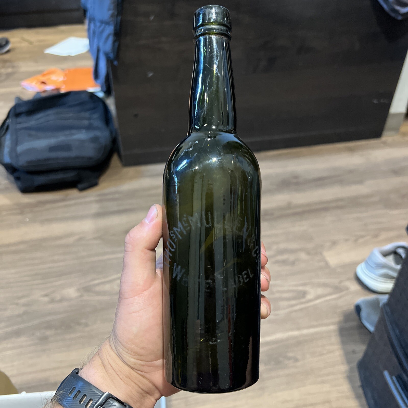 Antique Acid Etched Beer Bottle Thomas McMullen & Co White Label Green ...