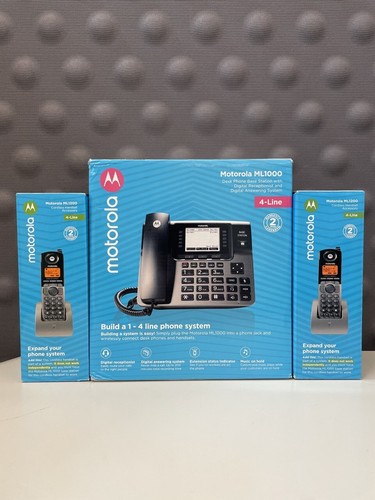 Motorola ML1002H 1-4 Line Wireless Phone System Bundle with 2 Cordless ...