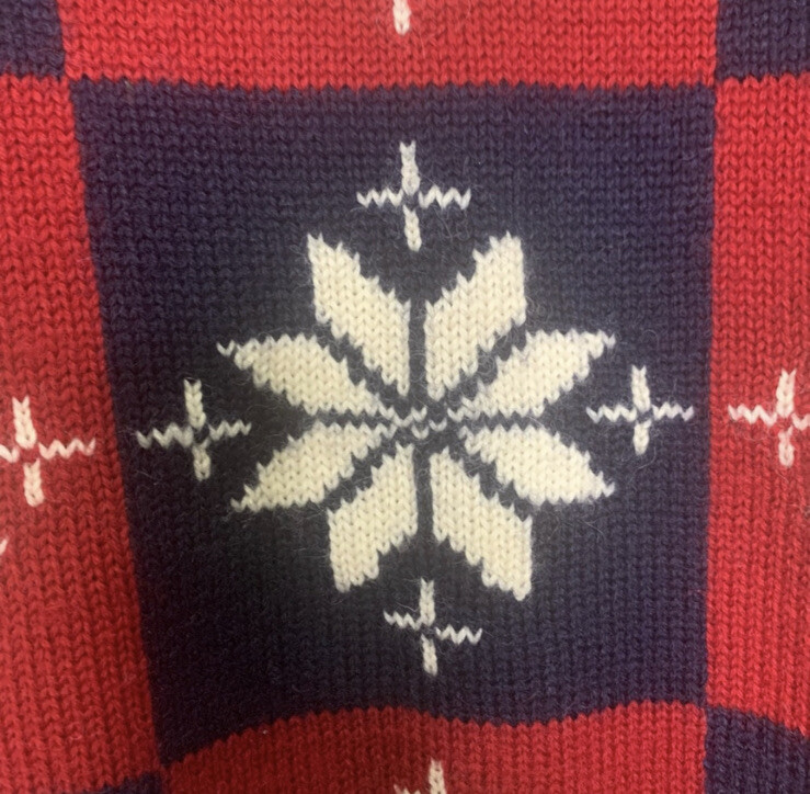 Faconnable Men’s Red White Blue 100% Wool Crew Neck Fairisle Nordic ...