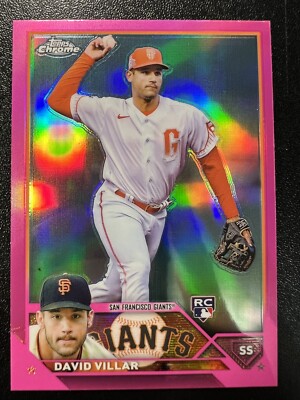 2023 Topps Chrome DAVID VILLAR Rookie PINK REFRACTOR RC #117 San Fran ...