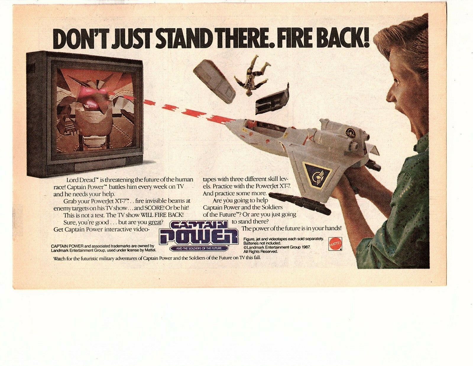 1988 Mattel Captain Power Powerjet XT-7 Toy Ad - Fire Back! (hk | eBay