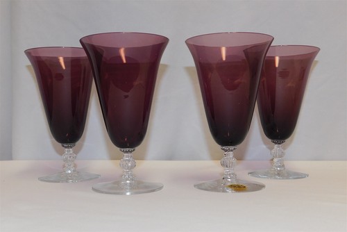 4 Cambridge Amethyst Footed Fluted Rim Parfait Glass 5" Tall Vintage ...