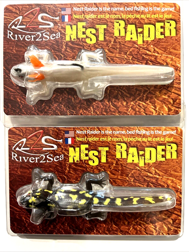 RIVER2SEA NEST RAIDER-SOFT PLASTIC LIZARD PEARL&CAT TIGER&FIRE NEWT-5 ...