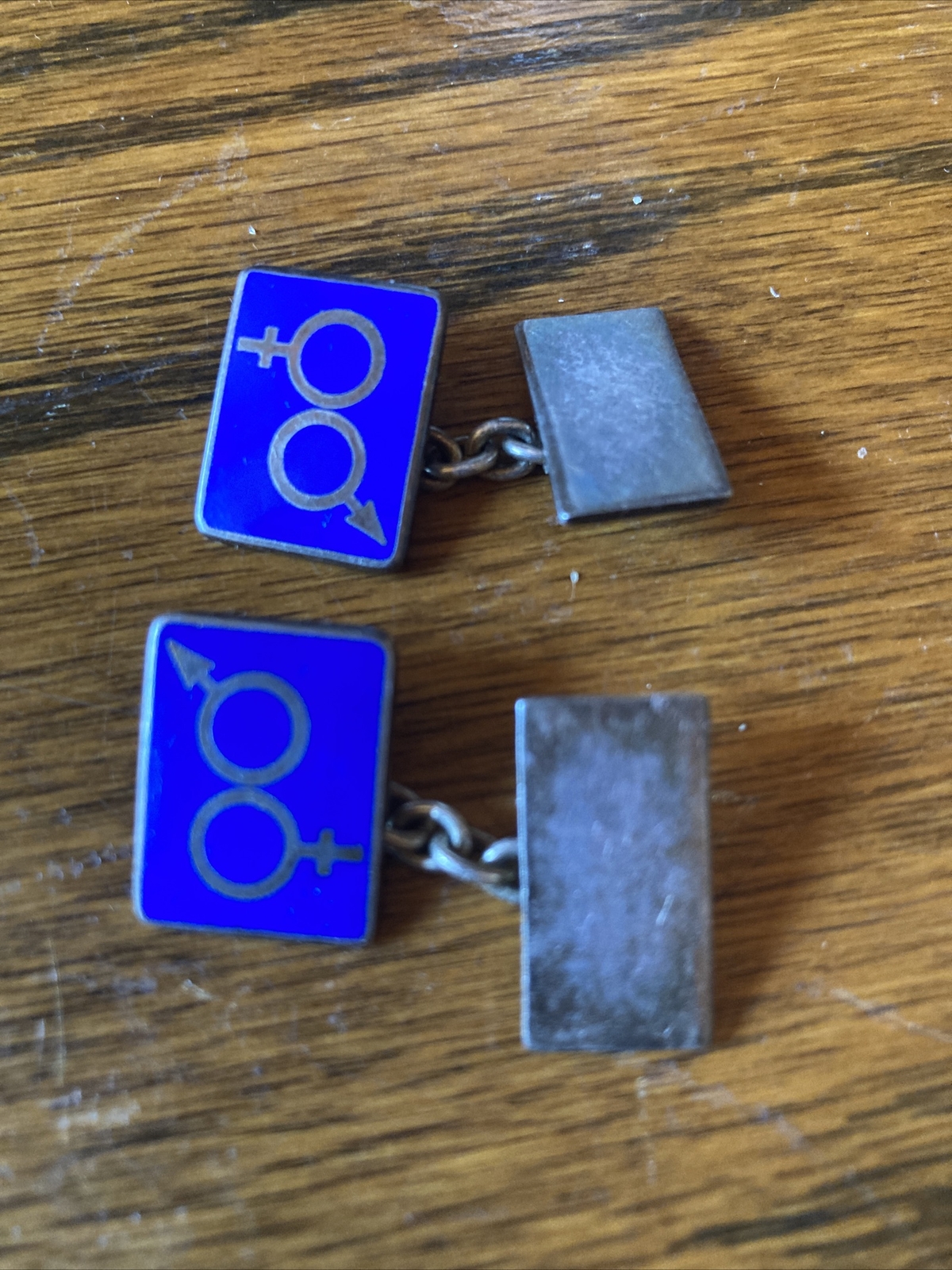VINTAGE STERLING SILVER ENAMELED CUFFLINKS MALE SYMBOL FEMALE Symbol ...