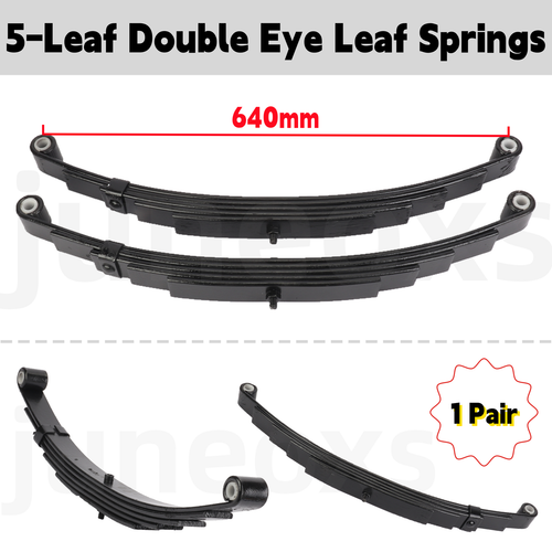 1 Pair 5-Leaf Double Eye Leaf Spring for Trailer 1600kg Load 640mm Eyes ...
