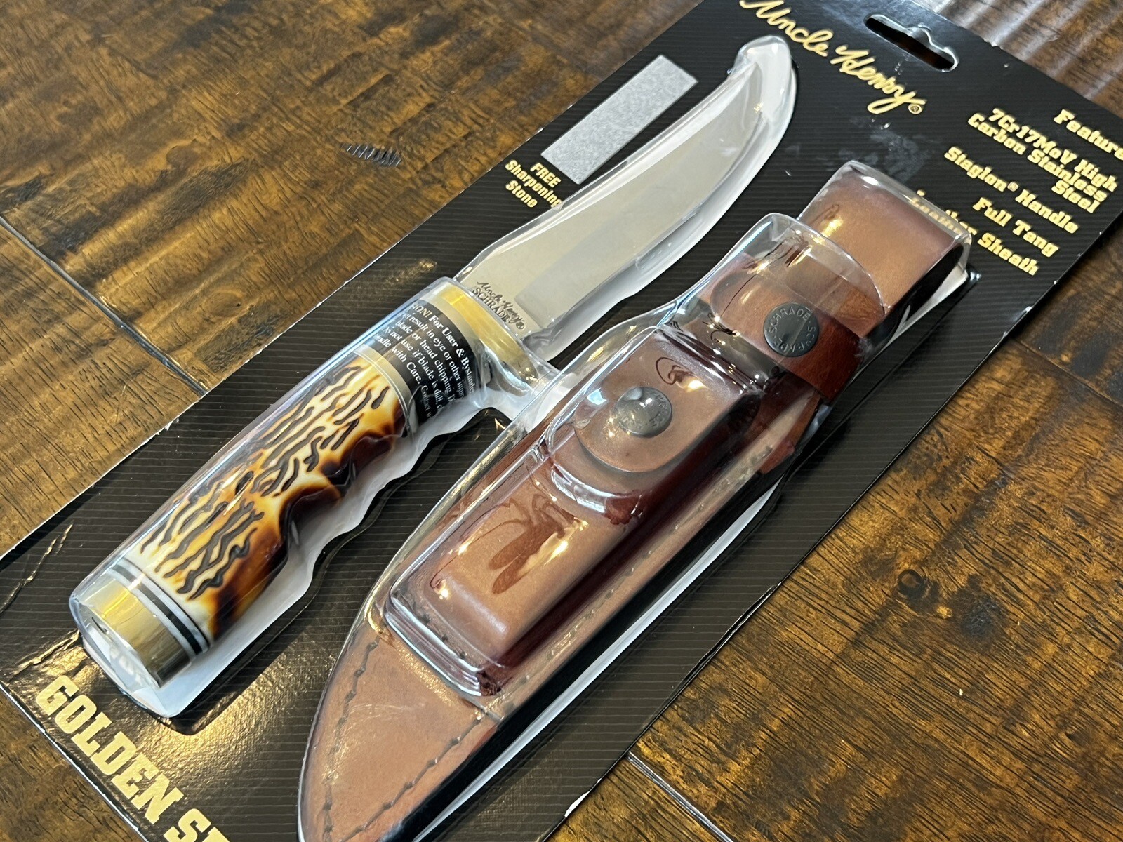 Uncle Henry Schrade 153UH Golden Spike Fixed Blade Knife & Sheath | eBay