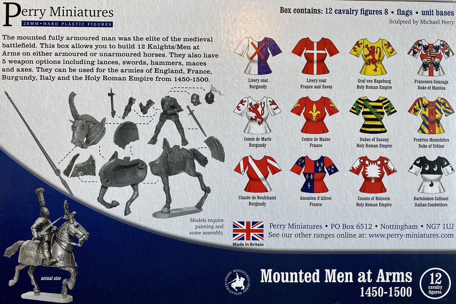 Perry Mounted Men at Arms 1450-1500 New • 2 Sprues • 4 Cavalry Minis ...