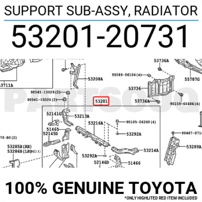 5320120731 Genuine Toyota SUPPORT SUB-ASSY, RADIATOR 53201-20731 | eBay