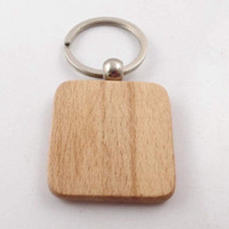 100Pcs DIY Blank Wooden Keychain Square Key Wooden Key 40 x 40 mm ...