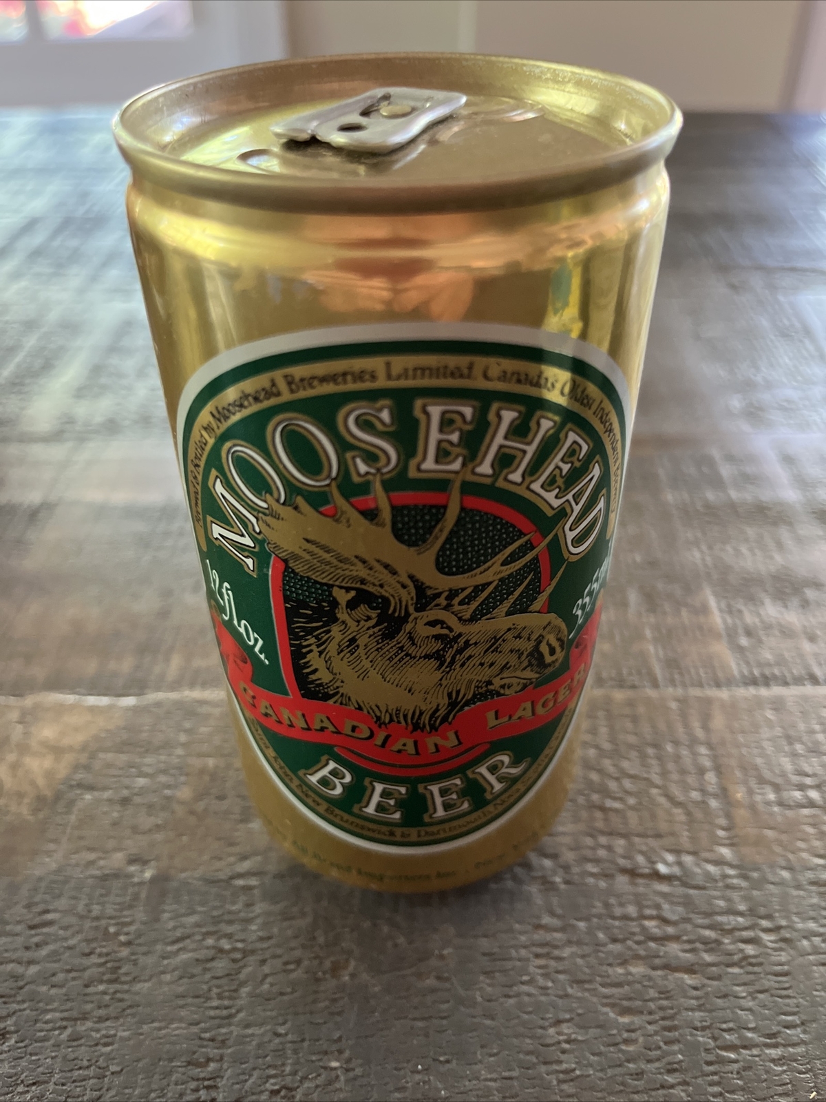 OLDER MOOSEHEAD CANADIAN IMPORT BEER ALUMINUM CAN, INTACT, GOLD TOP, 12 ...