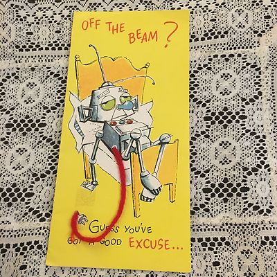Vintage Greeting Card Get Well Robot In Bed Anthropomorphic | eBay