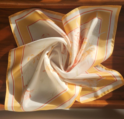 Vintage Paoli Scarf Yellow Lilies Floral Acetate 23" Square Made in ...