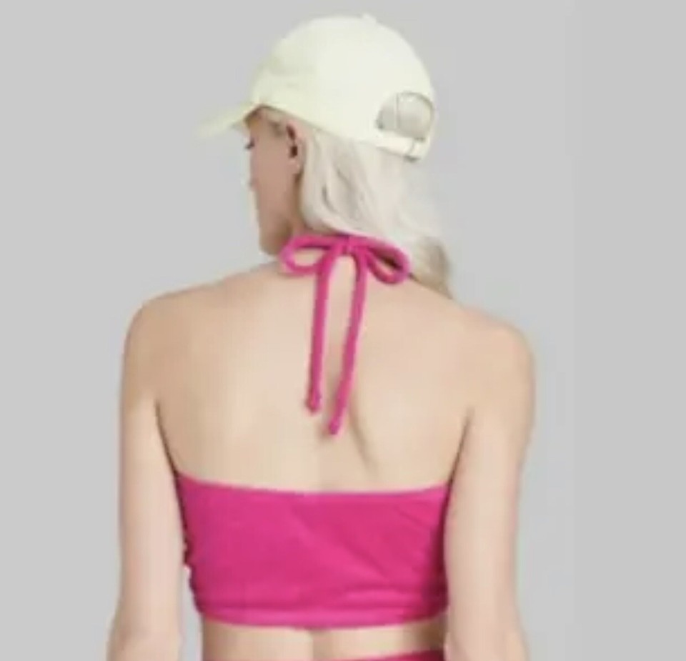 Wild Fable Women's Pink Terry Towel Tiny Halter Top Small | eBay