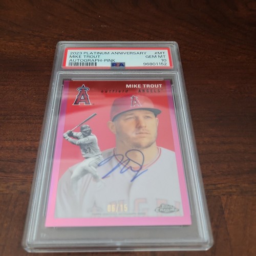 2023 Topps Chrome Platinum Mike Trout Auto Pink Refractor /15 PSA 10 ...